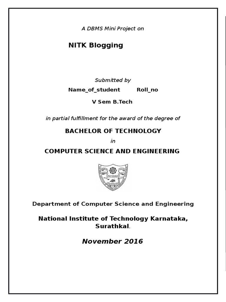 NITK Blogging: Bachelor of Technology | PDF | Technology & Engineering