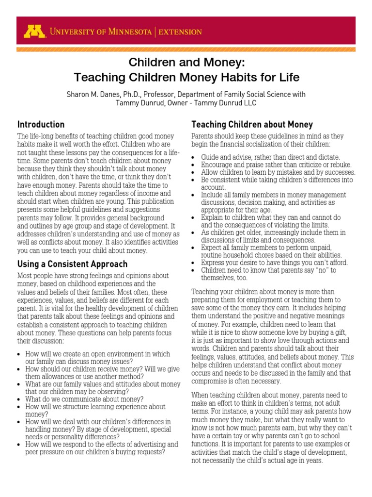 Teaching Children Money Habits For Life | PDF | Money | Interest