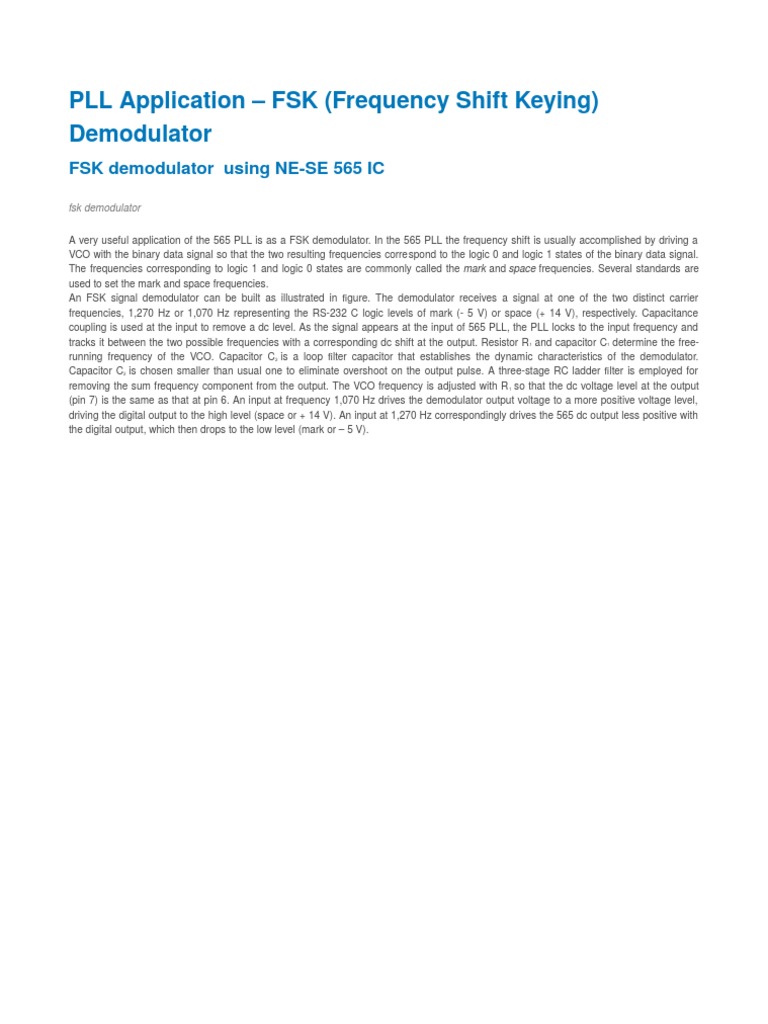 FSK Demodulator Using NE-SE 565 IC | PDF | Computers