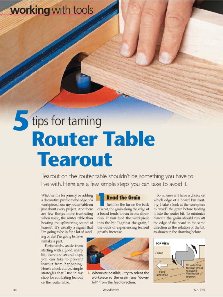 Woodsmith 184 Avoiding Router Table Tearout | PDF | Crafts | Woodworking