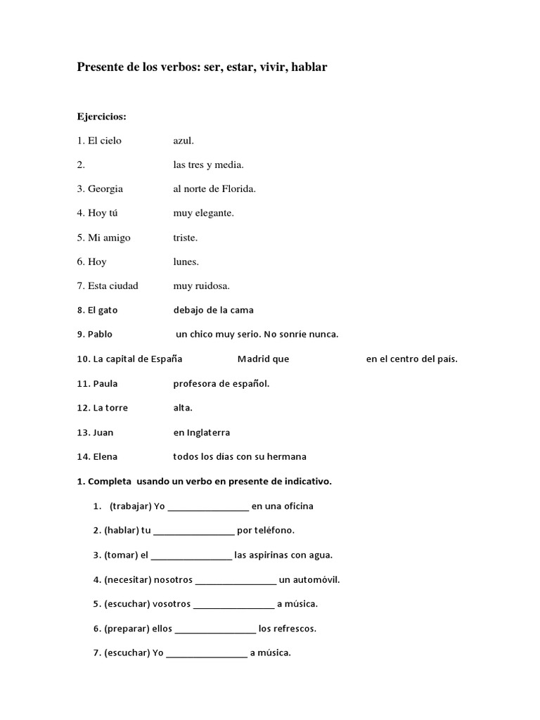 Ejercicios de presente indicativo | PDF | Ocio | Entretenimiento (general)