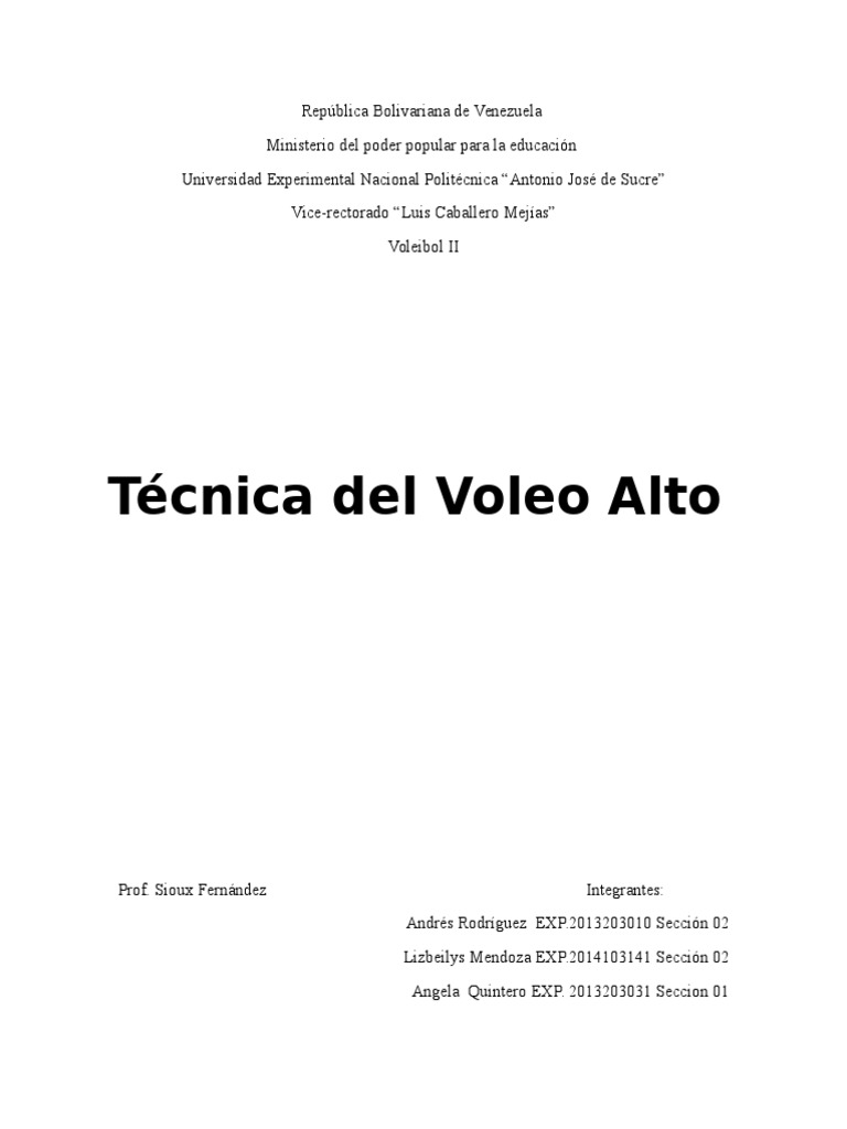 Voleo Alto | PDF | Vóleibol | Deportes