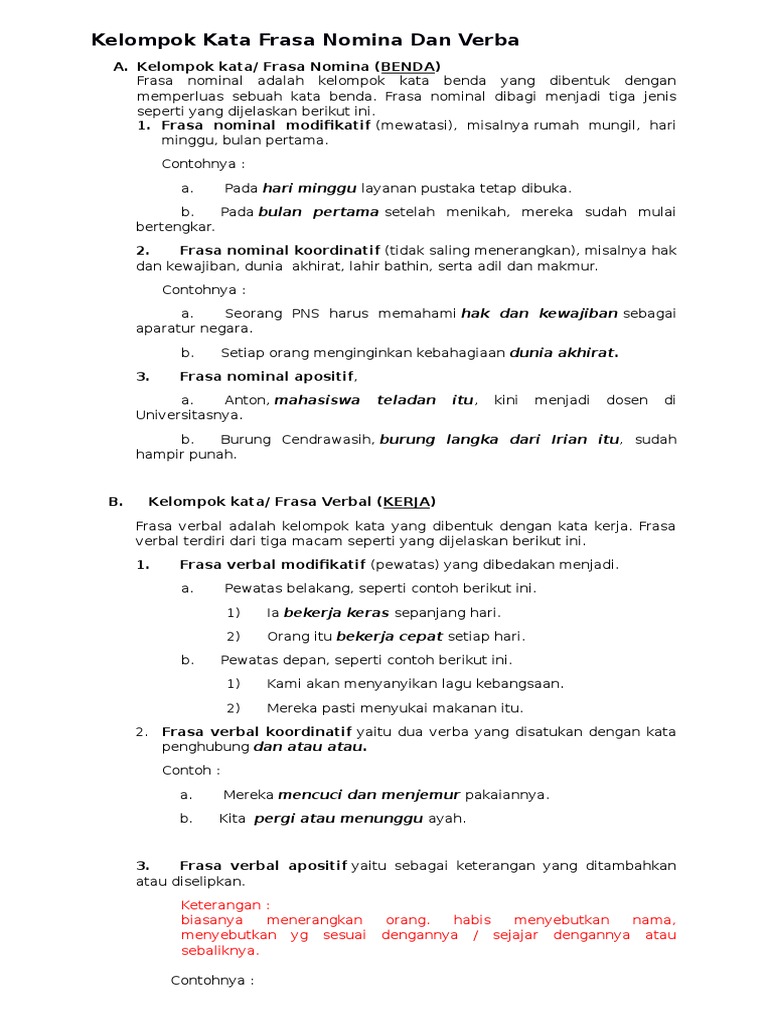 Kelompok Kata Frasa Nomina Dan Verba | PDF