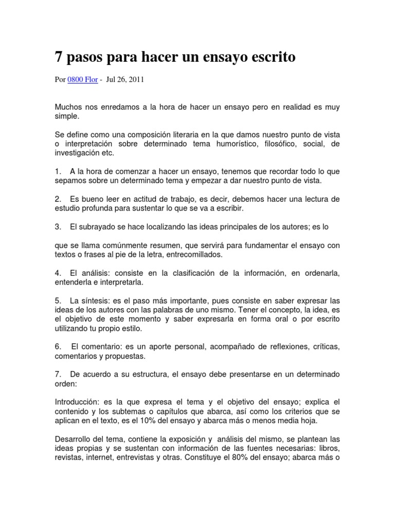 7 Pasos para Hacer Un Ensayo Escrito | PDF | Ensayos | Epistemología