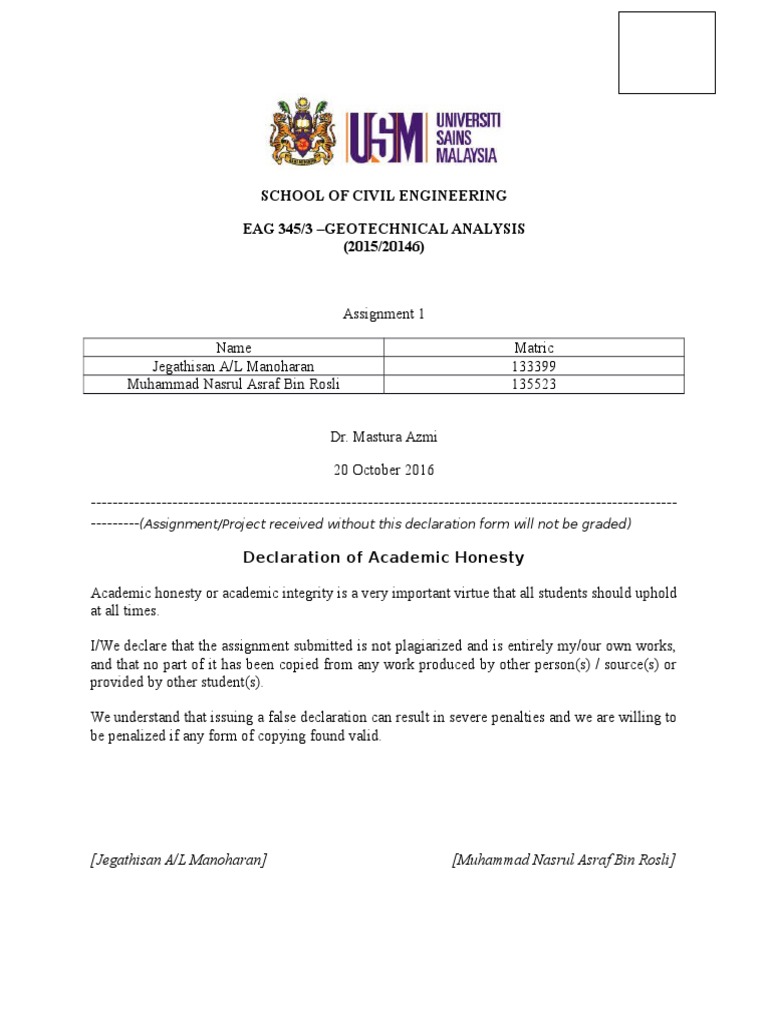 Template and Declaration Form For Assignment | PDF
