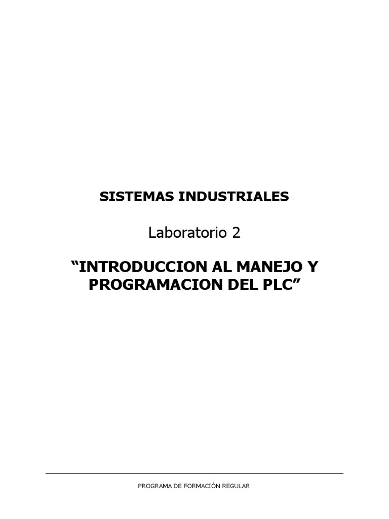 Laboratorio 4-Introducción Al Manejo y Programación de PLC | PDF | Controlador lógico ...