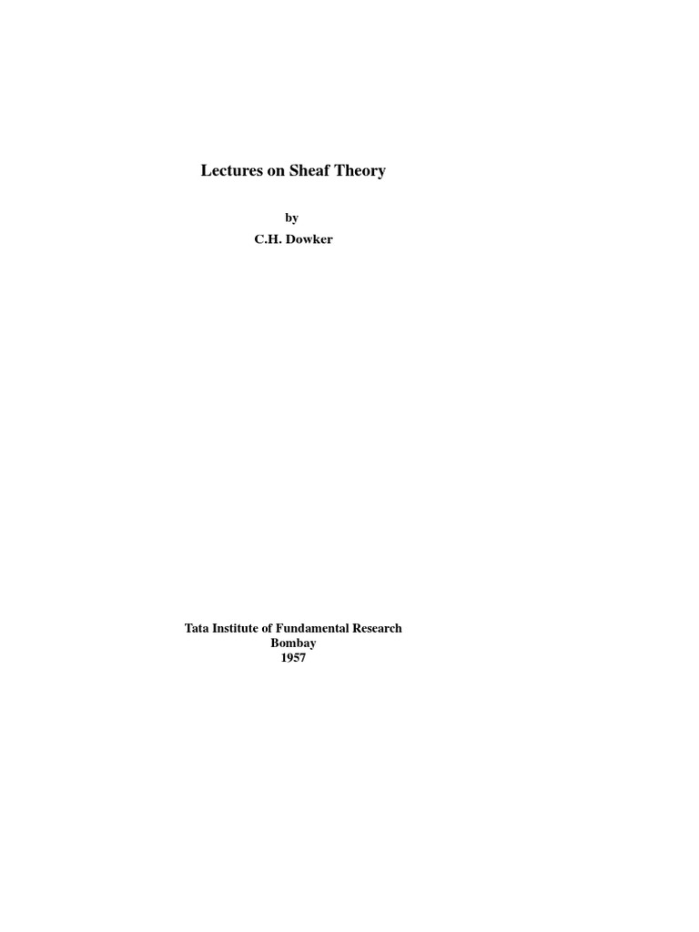 Lectures On Sheaf Theory: C.H. Dowker | PDF | Ring (Mathematics ...