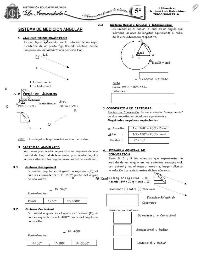 Sistema de Medicion Angular 2013 | PDF | Trigonometría | Geometría ...