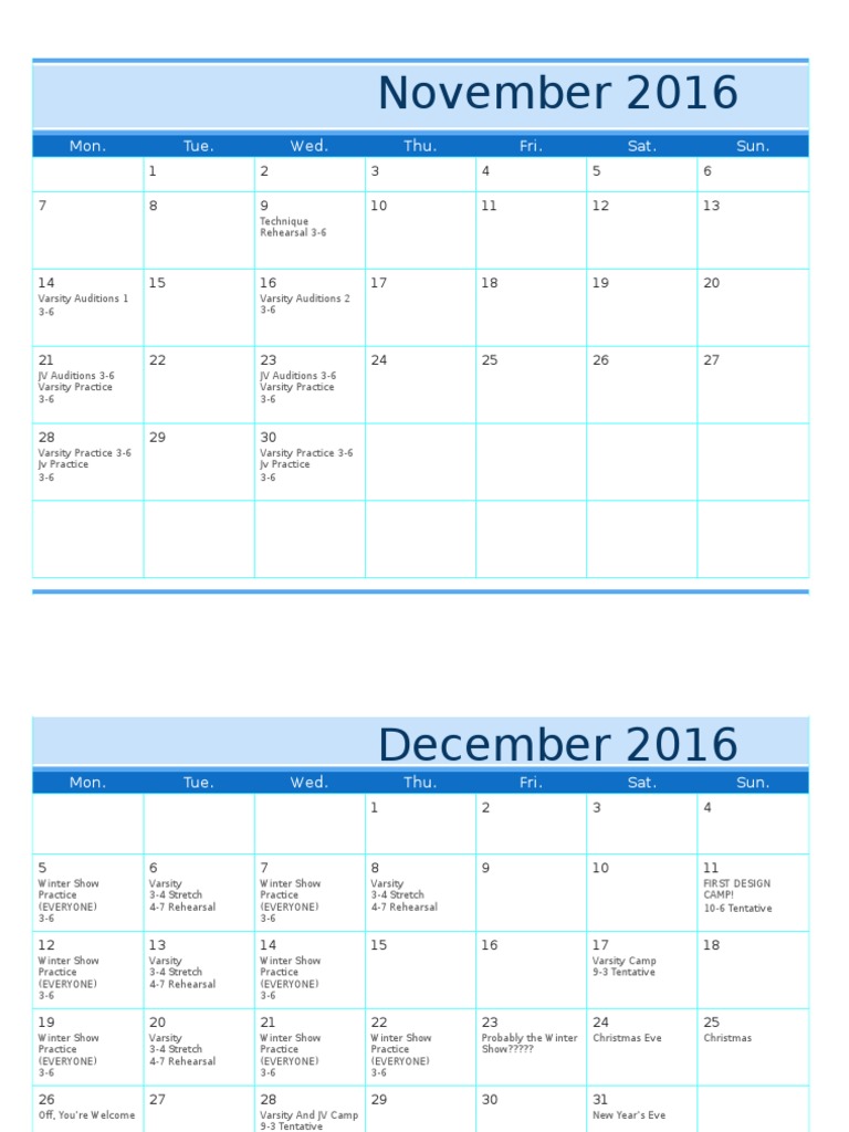 WG Calendar v2 | PDF