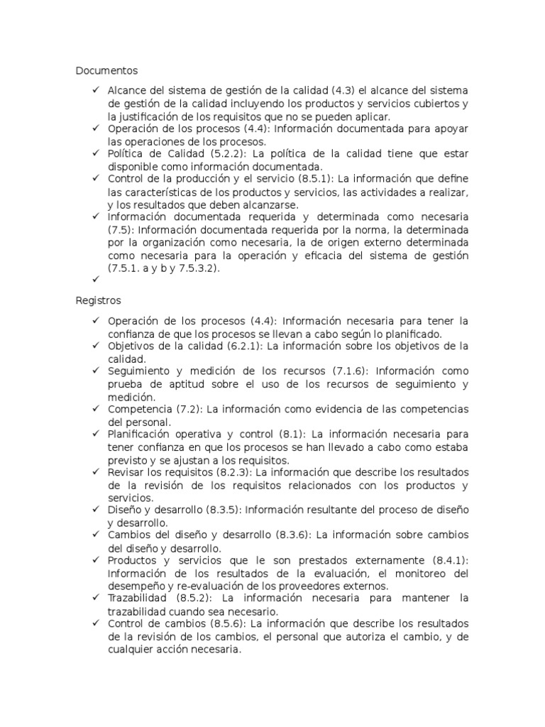 Documentos Obligatorios ISO 9001 | PDF | Gestión de la calidad ...
