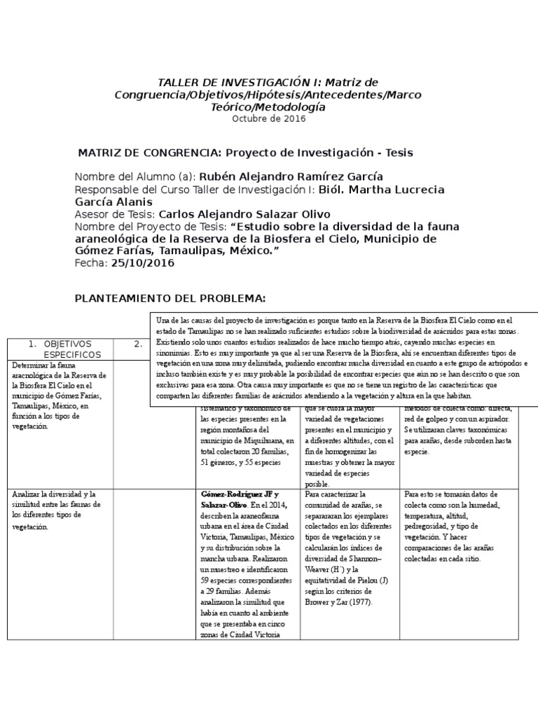 Matriz de Congruencia | PDF | Taxonomía (biología) | Science
