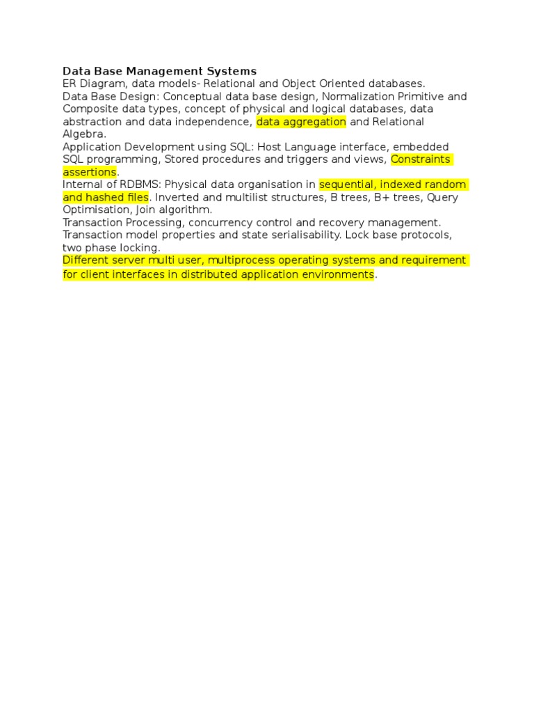 Data Base Management Systems | PDF