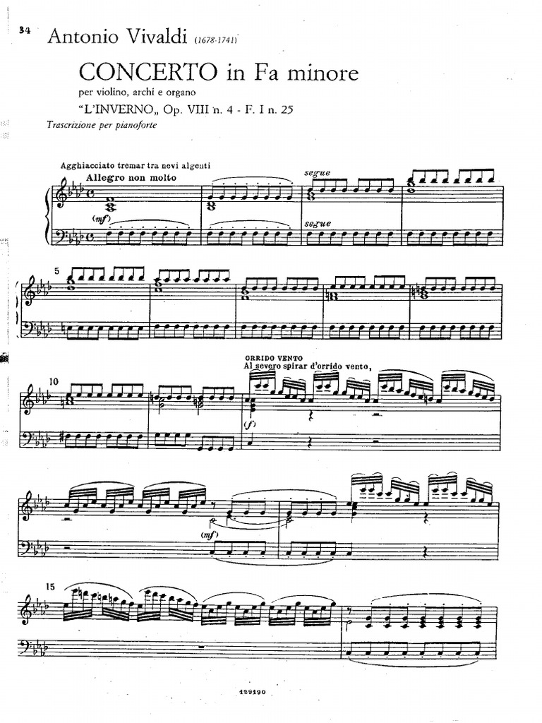 Vivaldi Winter Piano Sheet PDF | PDF