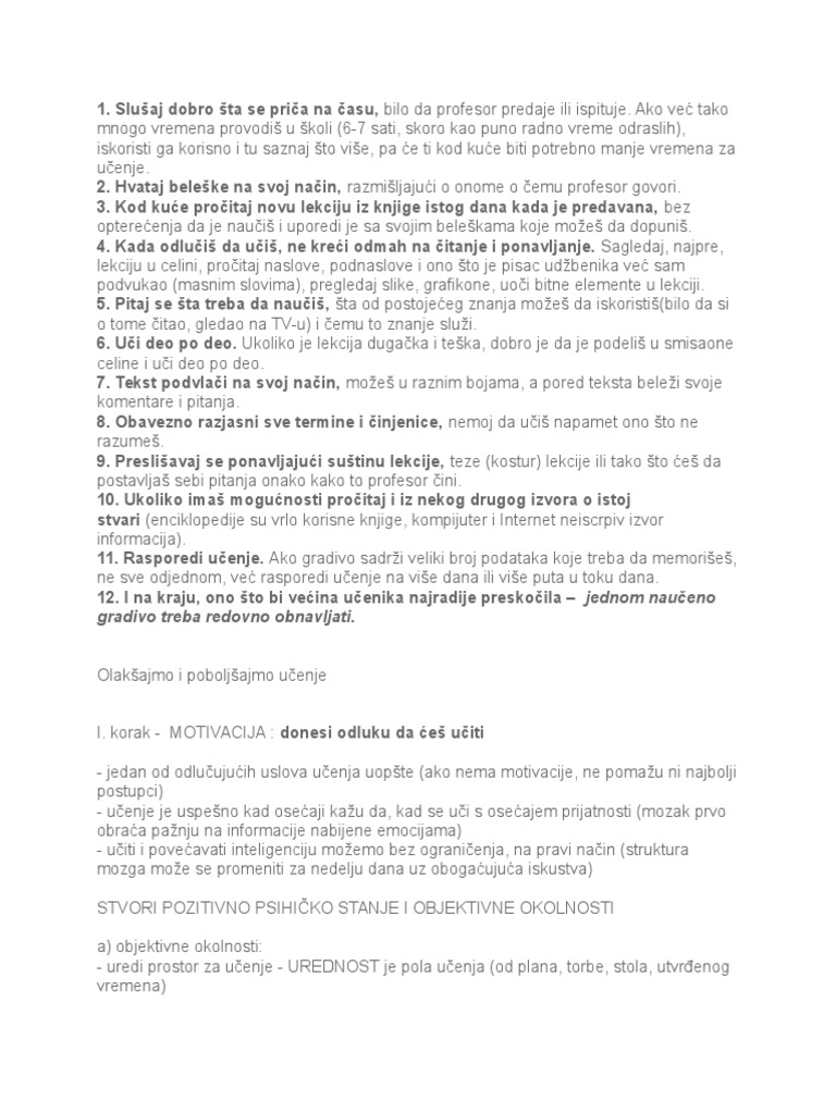 Ucenje-Planiranje, Faze Saveti | PDF