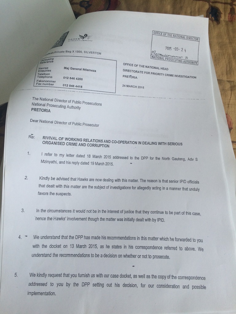 Hawks NPA Letter | PDF