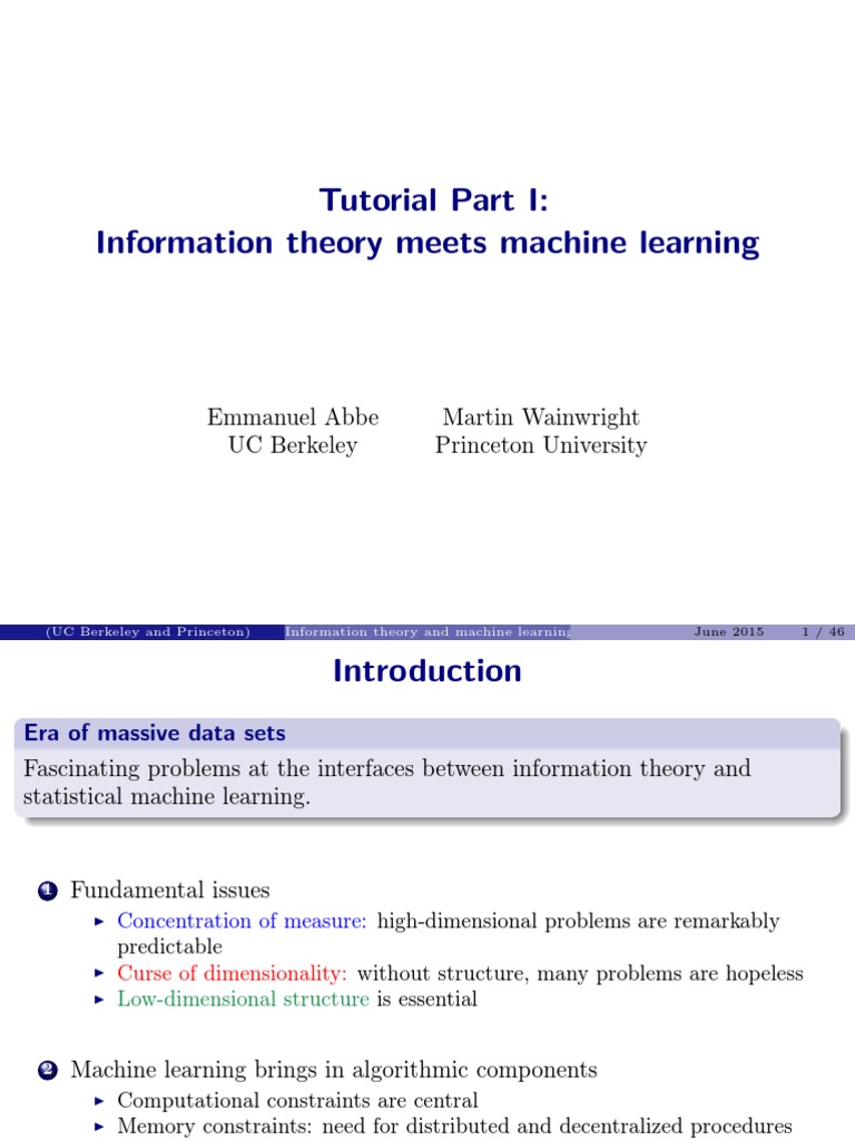 Information Theory in Machine Learning | PDF | Principal Component ...
