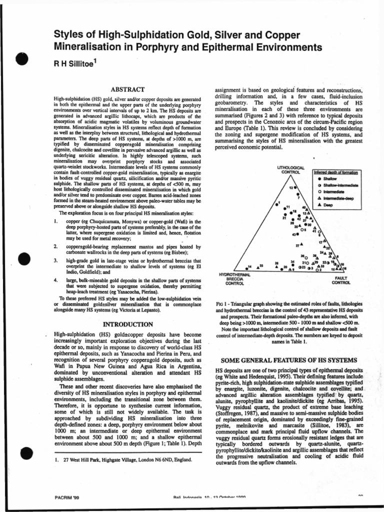 High Sulfidation Epithermal | PDF | Crystalline Solids | Geological ...