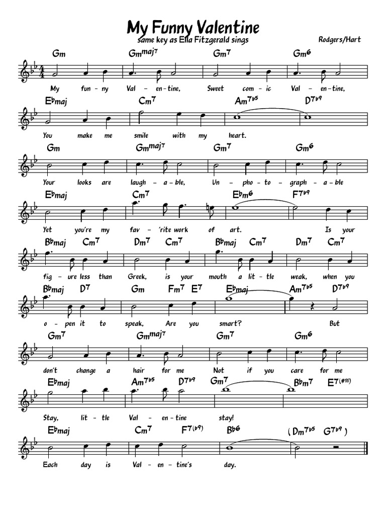 My Funny Valentine Chords & Lyrics | PDF | Poetry