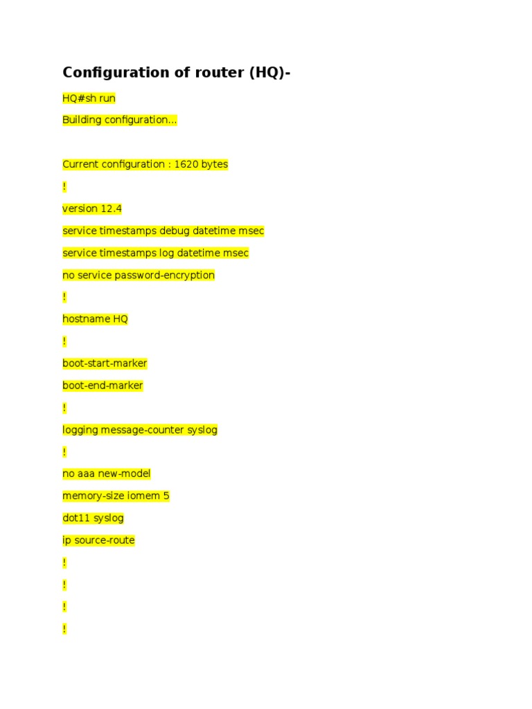 Configuration of Router (HQ) | Download Free PDF | Ip Address | Router ...