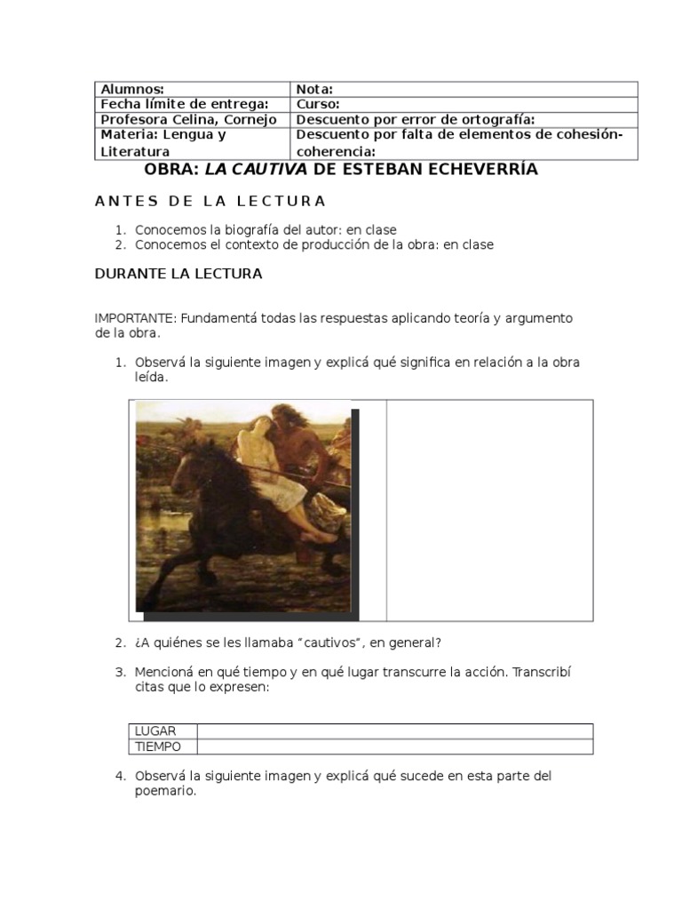 La Cautiva, Guía de Lectura | PDF