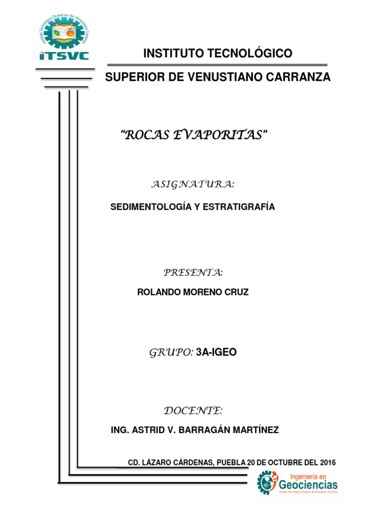 Rocas Sedimentarias Evaporitas | PDF | Azufre | Roca (geología)
