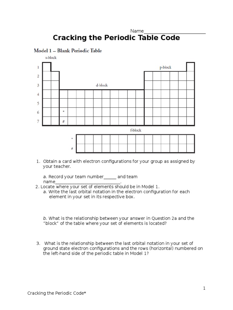 3 Cracking The Periodic Code | PDF | Periodic Table | Electron Configuration