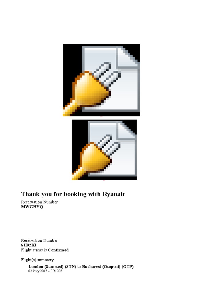 Thank You For Booking With Ryanair: Reservation Number | PDF