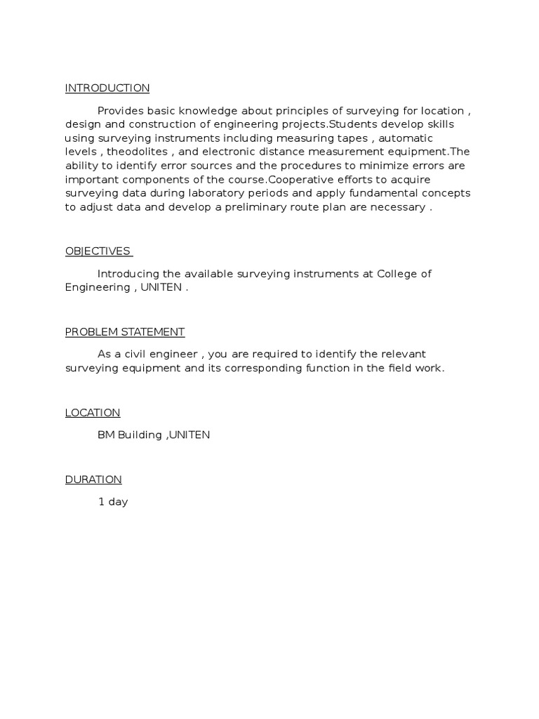 Survey Lab Report 1 | PDF | Surveying | Geomatics