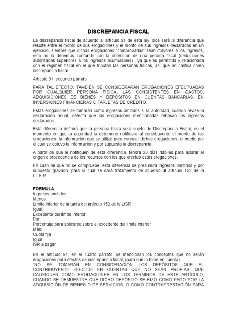 Discrepancia Fiscal | PDF | Impuestos | Finanzas (general)