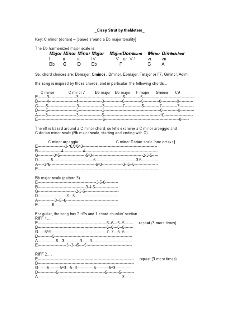 Cissy Strut Guitar Guide | PDF | Chord (Music) | Scale (Music)