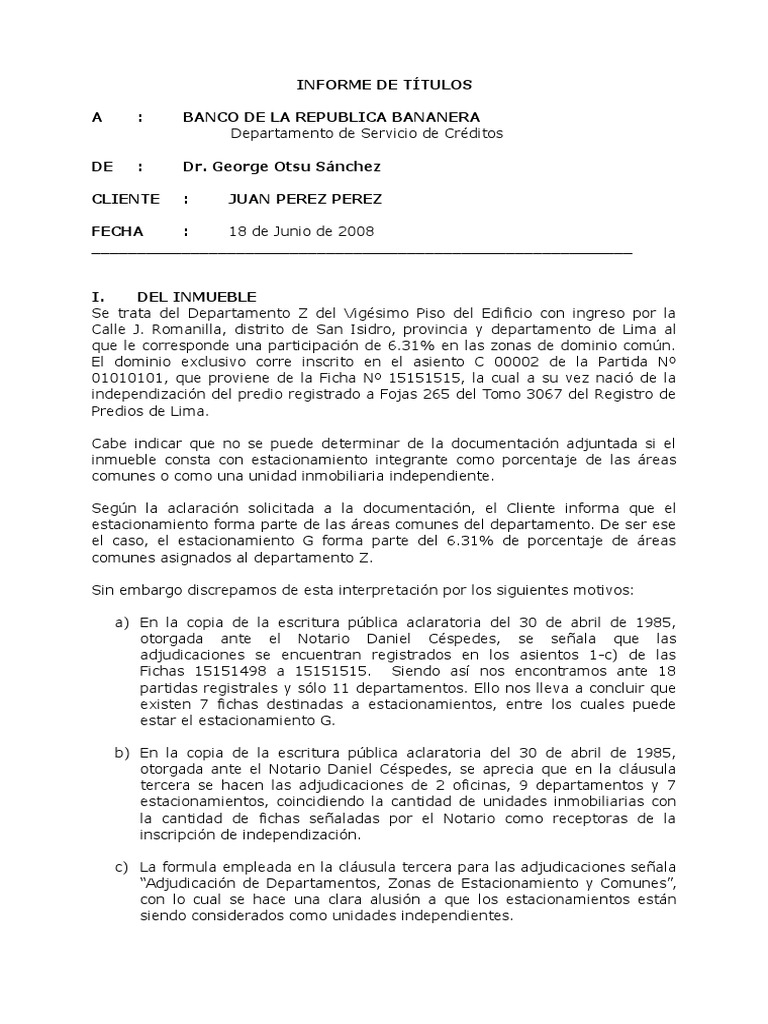Modelo de Informe de Titulos | PDF | Propiedad | Justicia