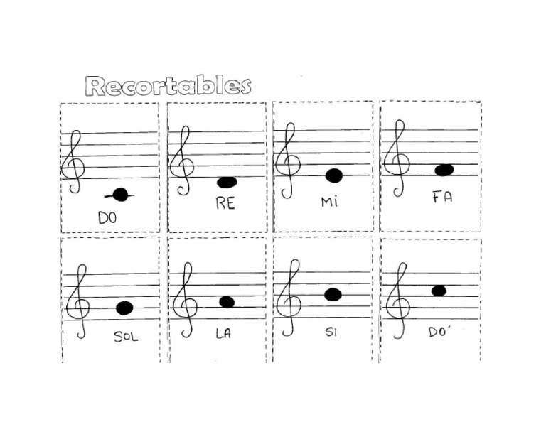 Ficha Recortable Notas Musicales 28-11 | PDF