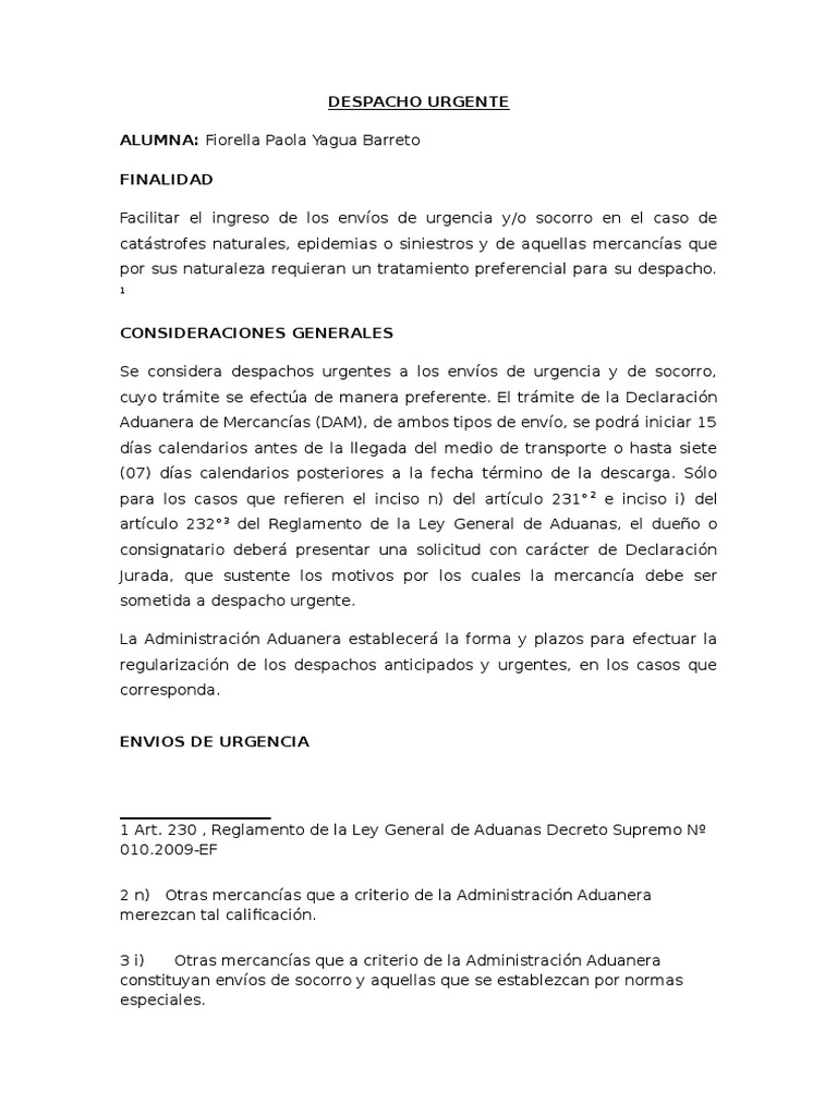 Despacho Urgente | PDF | aduana | Negocios (general)
