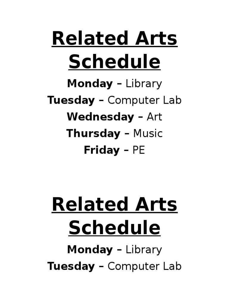 Related Arts Schedule 2016 - 2017 | PDF | Art | Classics