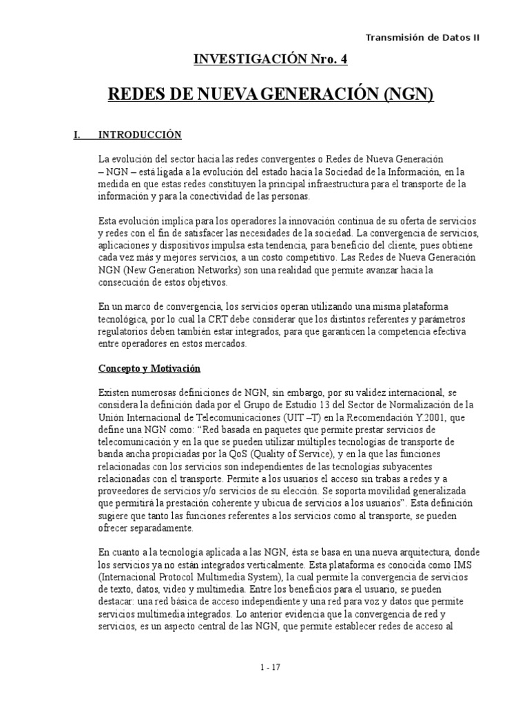 NGN | PDF | Red de arquitectura | Telecomunicaciones