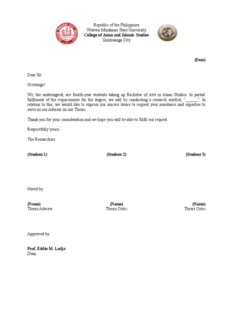 Thesis Request Letter | PDF