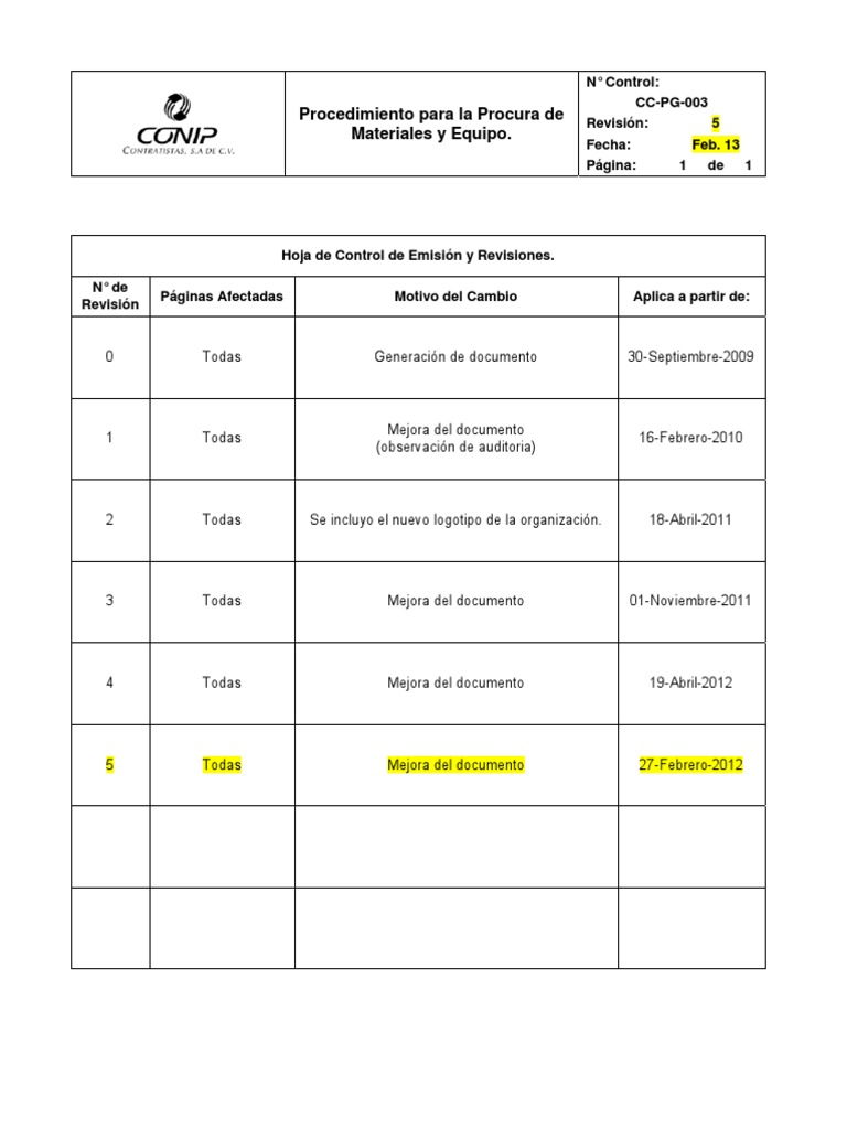 Plan de Procura | PDF | Gestión de la calidad | Calidad (comercial)
