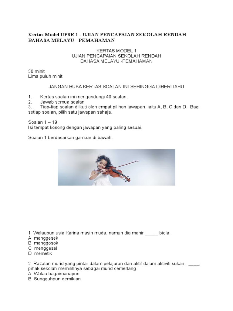 Kertas Model UPSR 1 | PDF