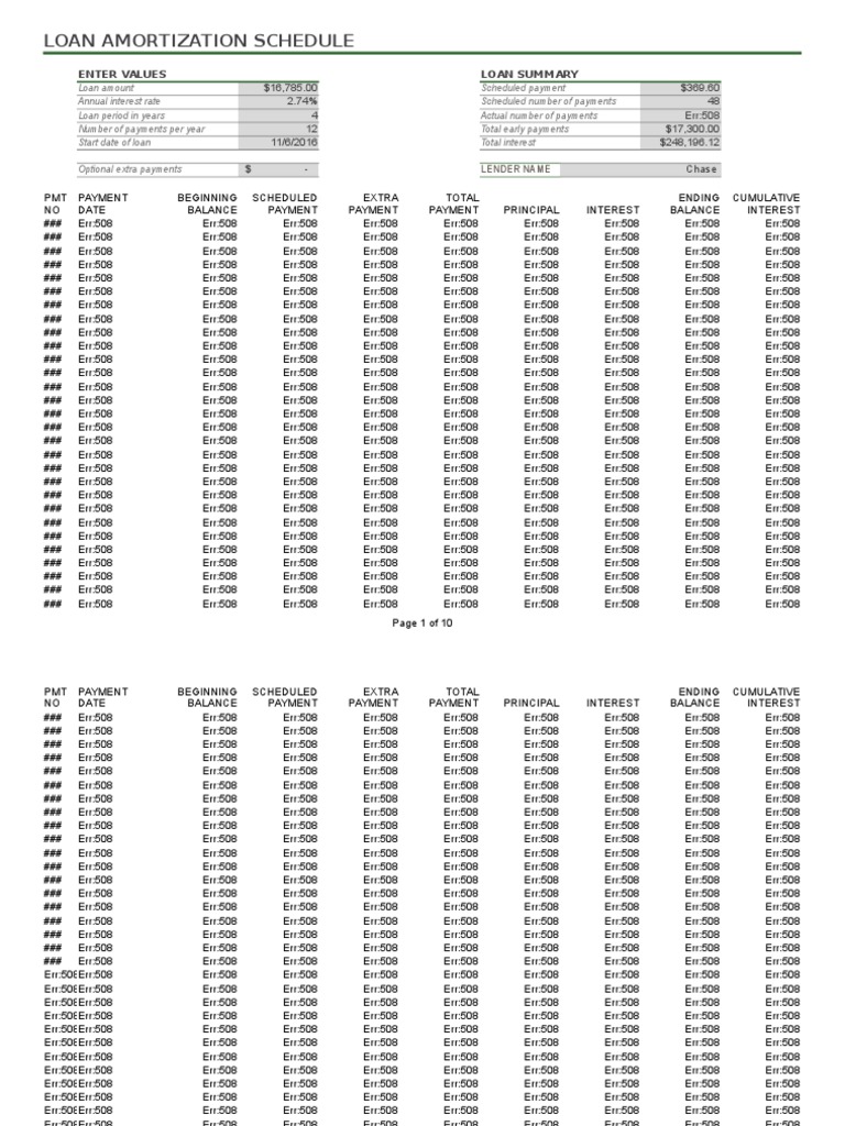 Loan Amortization Schedule | PDF | Loans | Amortization (Business)