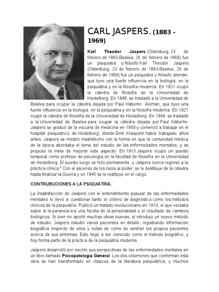 Carl Jaspers | Conceptos psicologicos | Psicología