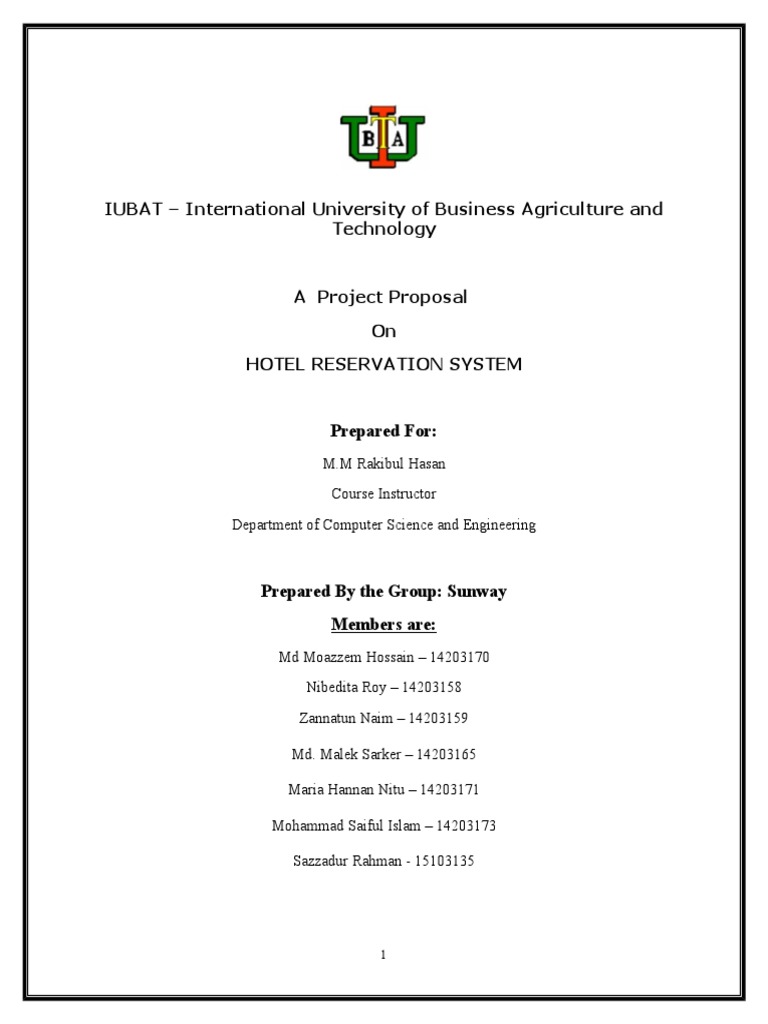 Project Proposal Hotel Reservation System | PDF | Computer Science ...