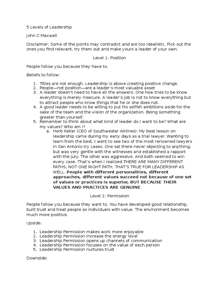 5 Levels of Leadership | PDF | Mentorship | Leadership