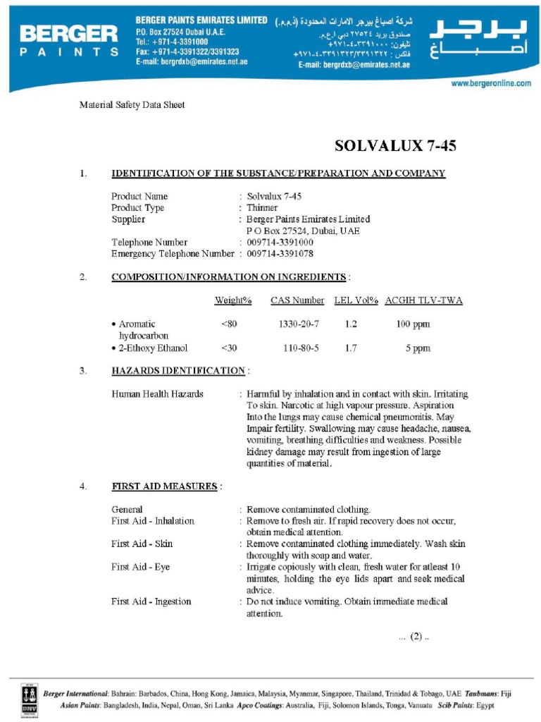 Msds Solvalux 7 45 | PDF
