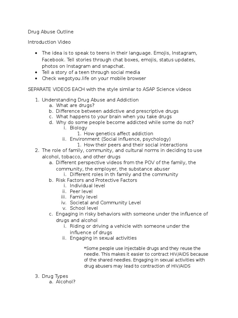 Drug Abuse Outline | PDF | Recreational Drug Use | Substance Abuse