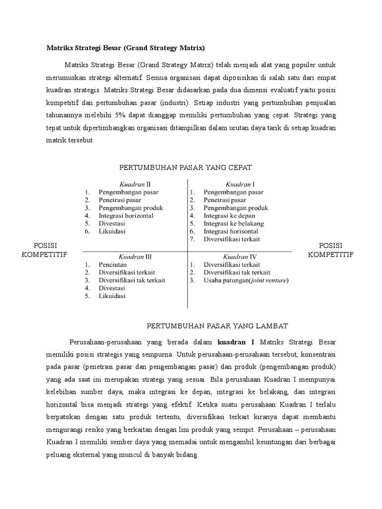 Matriks Strategi Besar | PDF