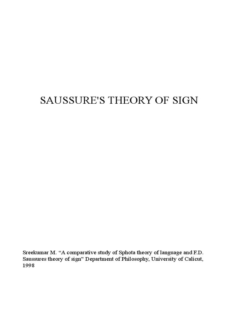 Saussure's Theory of Sign | PDF | Linguistics | Deconstruction