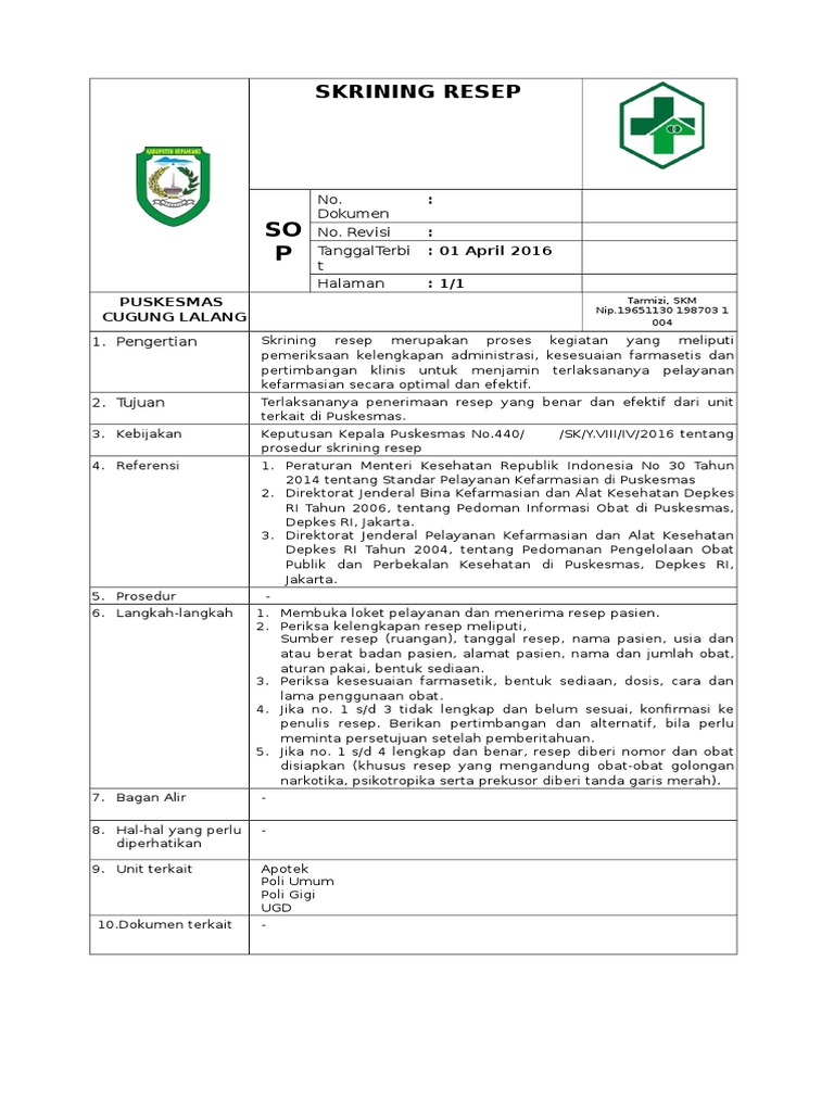 Proses Skrining Resep di Puskesmas | PDF | Kesehatan Holistik