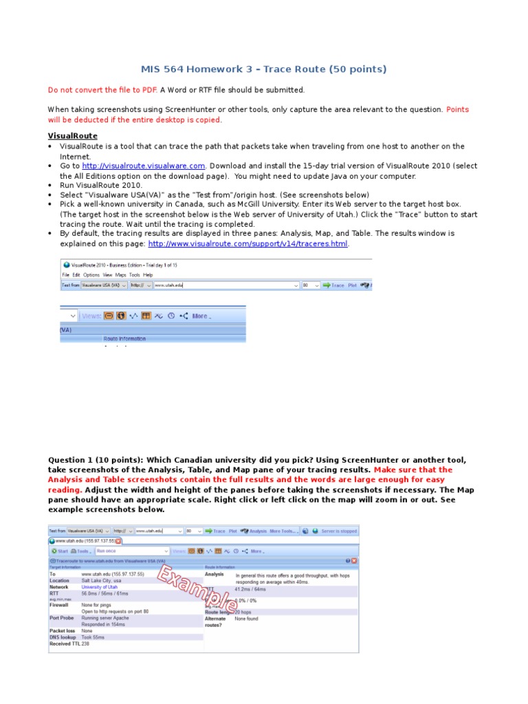 MIS 564 Homework 3 - Route Tracing | PDF | Internet Service Provider | Internet Access