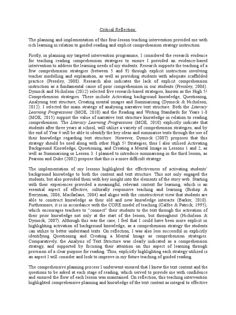 critical reflection | Reading Comprehension | Reading (Process)