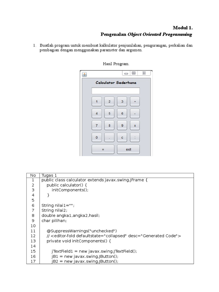 Kalkulator OOP dengan Java | PDF | Computers | Technology & Engineering
